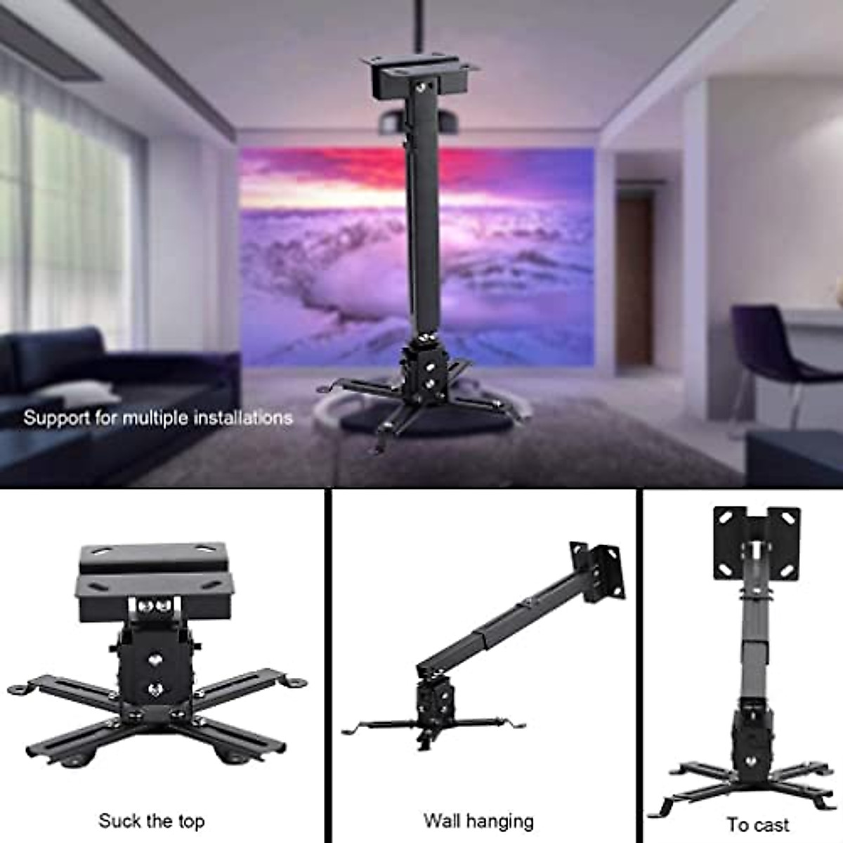 AodoT Universal Ceiling Projector Mount, Projection Mount Adjustable with Extending Arms for Regular and Mini Projectors