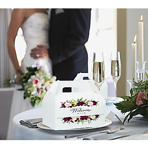 UnicoPak 30 Pcs 9x6x6 Large Gable Boxes White Gift Boxes with Handles Bakery Boxes Treat Boxes Paper Lunch Boxes To Go Boxes for Birthday Wedding Party Favors Picnic Christmas