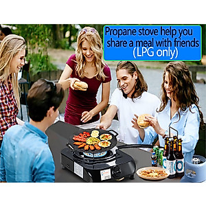 Horynar Single Burner Propane Stove with Propane Adapter Hose 13000 BTU Smart Switch Protection for Children. Portable, Unique Body Integrated Design