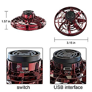 GOOLY Flying Spinner Mini Drone, Hand Operated Drones for Kids Adults, Flying Ball Toy with 360° Rotating LED Lights Indoor Outdoor, Stress Relief UFO Drone Toys for Boys Girls Gift