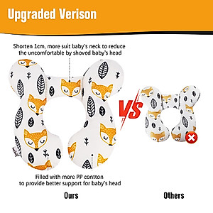 KAKIBLIN Baby Neck Pillow, Upgraded Baby Support Pillow for Head and Neck, Baby Head Pillow Baby Neck Pillow for Car Seat,Pushchair,Travel(Yellow Fox)