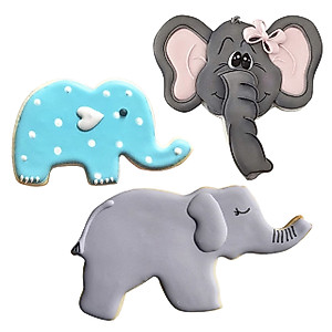 Elephants Cookie Cutters 3-Pc. Set Made in the USA by Ann Clark, Elephant Face, Cute Elephant, and Elephant