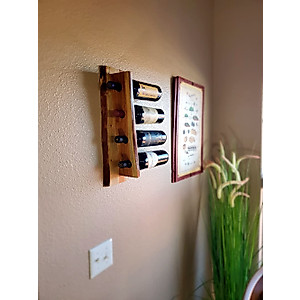 Featherlee - Natural Live Edge Wall Mount Wine Rack for 4 Bottles