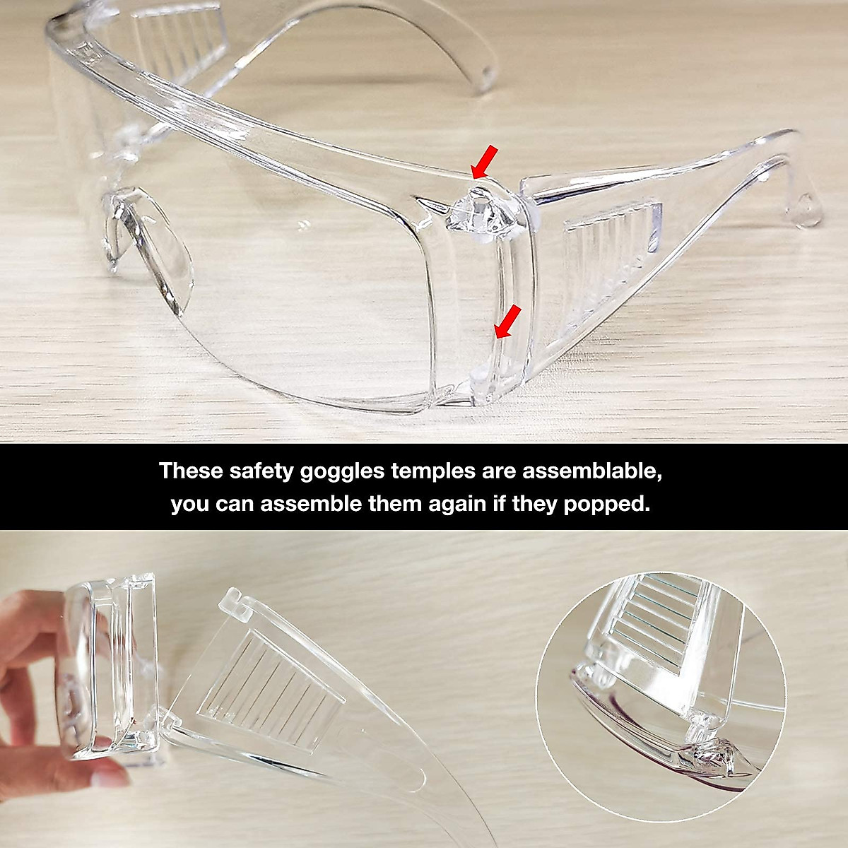 NAMSAN Clear Safety Goggles Lab Protective Eyewear over Prescription Glasses Job Protective Goggles Anti Droplet Debris Eye Protection