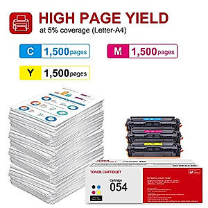 3 Pack 054 C/M/Y Toner Cartridge: Compatible CRG054 Replacement for Canon 054 CRG-054 for Canon imageCLASS MF642Cdw MF640C MF643Cdw MF644Cdw MF641Cw LBP623Cdw MF645Cx LBP622Cdw LBP621Cw Printer