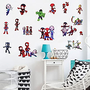 Spiderman and His Amazing Friends Wall Decals Stickers Peel and Stick Cartoon Wall Decals for Boys Room Removable Wall Art Mural Decor for Baby Girls Kids Nursery Bedroom