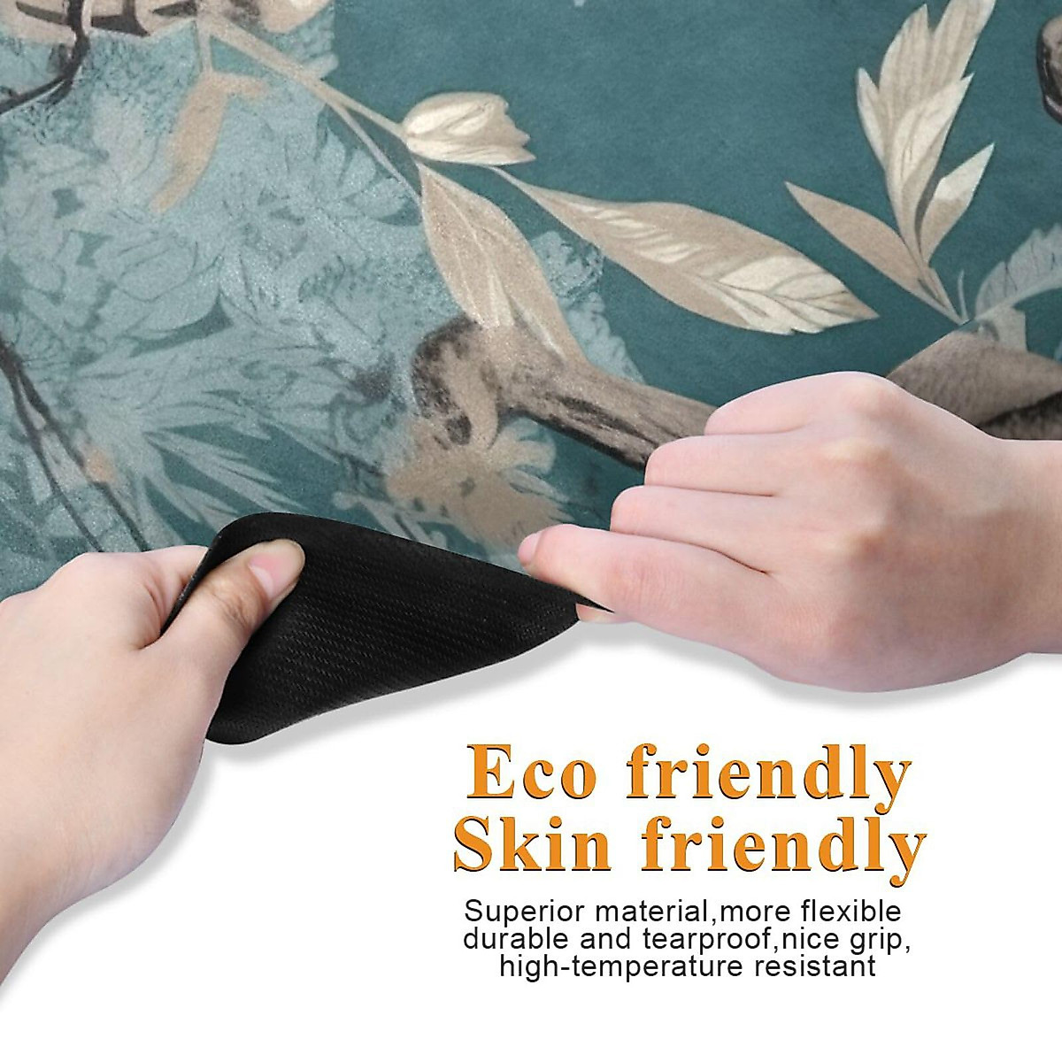 GOODOLD Horses and Flowers Yoga Mat, 71 x 26 Inch Non-slip Yoga Mats Folding Travel Exercise Mat Indoor Outdoor Gym Pilates with Storage Bag for Women Men