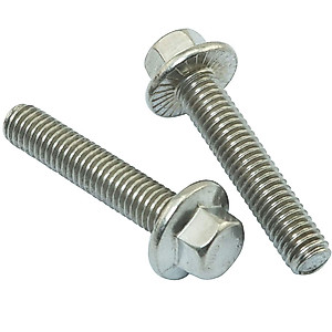 PZRT 12pcs Silver Tone Flanged Hex Head Bolts Flange Hexagon Screws, 304 Stainless Steel M6x16