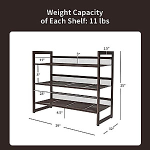 Giantex 3-Tier Metal Shoe Rack, Shoe Storage Organizer with Adjustable Angled or Flat Mesh Shelf for 9 to 12 Pairs of Shoes, Freestanding Shoe Shelf for Bedroom, Entryway, Closet, Hallway