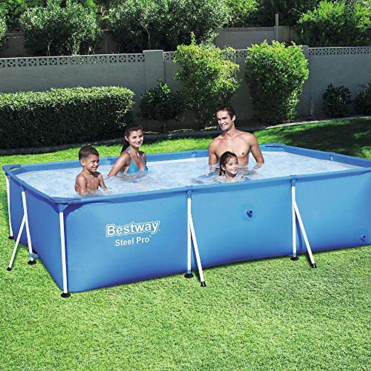 Bestway Steel Pro 8.5 Feet x 67 Inch x 24 Inch Rectangular Steel Frame Above Ground Outdoor Backyard Swimming Pool, Blue (Pool Only)