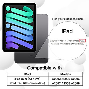 JETech Case for iPad Mini (A17 Pro, 2024 Model, 7th Generation) / Mini 6 (2021 Model, 6th Generation), Slim Tablet Cover with Soft TPU Back, Auto Wake/Sleep (Black)