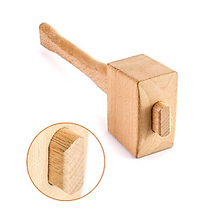 QWORK Wooden Mallet, 9.5" Manual Ice Hammer Mallet Beech Solid Carpenter Wood Hammer Woodworking Hand Tool