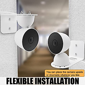 Metal Wall Mount Holder fits for Google Nest Indoor 2nd Generation Wired Security Cam, Flexible Installation Camera Shelf for Better View Angle Mount on Wall Deck,White