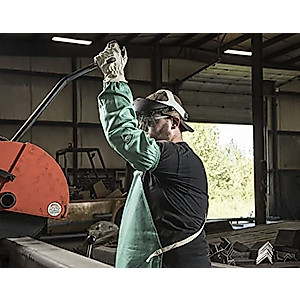 IRONCAT 7071 Flame Resistant Sateen Cotton Arm Sleeve - [1 Pair] 18 in. Welding Sleeves with 3/4 in. Wide Elastic Ends, Green