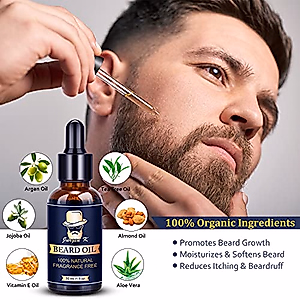 Beard Kit for Men Gifts - Beard Care Kit Gifts Set with Beard Oil, Beard Balm, Beard Brush & Comb, Scissors - Men Gifts for Men Dad Husband Grandpa Brother Boyfriend - Valentine's Day Gifts for Him