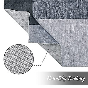 RUGSREAL Modern Geometric Area Rug Machine Washable Non-Slip Large Carpet Contemporary Area Rug for Living Room Bedroom Kids Room, 8' x 10' Grey
