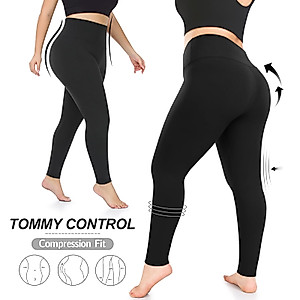 Hi Clasmix Plus Size Leggings for Women-High Waisted Super Soft Maternity Black Leggings Yoga Pants(2 Pack Black,XX-Large)