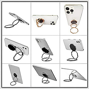 QYHOO Phone Ring Holder Finger Kickstand, Folding 360° Rotation Ultra-Thin Metal Grip for Magnetic Car, Mount Desktop, Compatible with iPhone, All Smart Phones, Tablets (Silver)