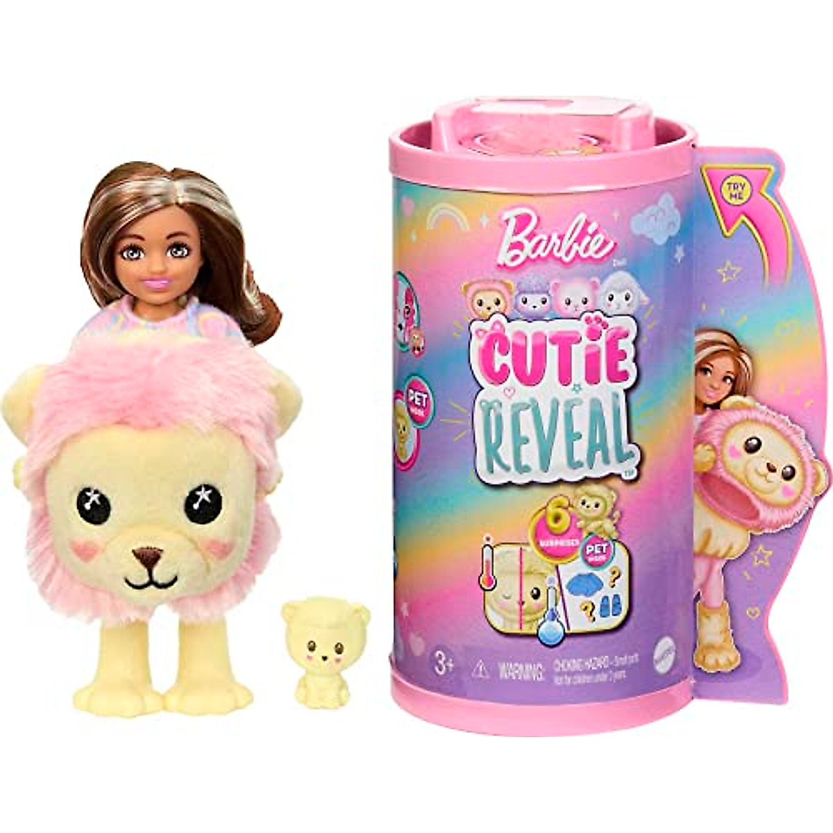Barbie Cutie Reveal Chelsea Doll & Accessories, Lion Plush Costume & 6 Surprises Including Color Change, Cozy Cute Tees Series