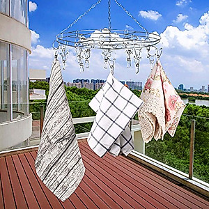 Amagoing Herb Hanging Drying Rack Laundry Drip Hanger with 20 Clips and 10 Replacement for Drying Socks, Baby Clothes, Bras, Towel, Underwear, Hat, Scarf, Pants, Gloves