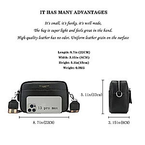 Atgbiem black crossbody bags for women small leather cross body purse camera bag thick strap crossbody bags for women