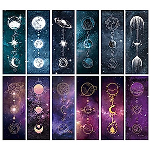 Anseal Cool Space Starry Night Bookmark, Bookmarks for Book Lovers, Bulk Bookmarks for Men, Unique Book Mark for Boys, Girls, Students, Classroom Gifts, School Prize, Reading Present