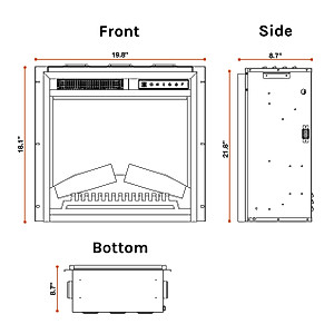 e-Flame USA Montana 19"x18" LED Electric Fireplace Stove Insert with Remote - 3D Logs and Fire (Black)
