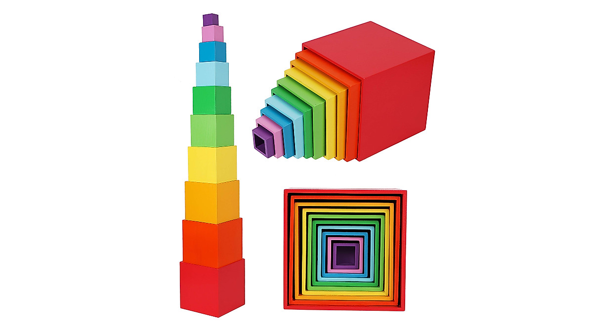 TOWO Wooden Stacking Boxes - Educational Fun for Toddlers