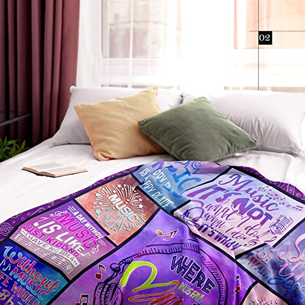 QUWOGY Music Gifts for Women/Kids/Teens/Girls Blanket 60"x50", Birthday Gifts for Music Lovers, Music Teacher Gifts Throw Blankets, Best Music Themed Gifts, Unique Gifts for Kids Who Love Music