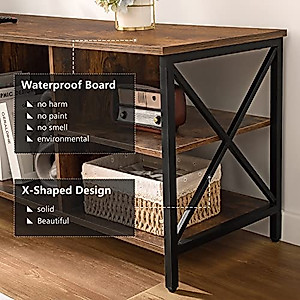 WEENFON Stand for 55 Inch TV, Retro Home Media Entertainment Center with 6 Storage Shelves, Industrial TV Console Cabinet for Living Room, Modern TV Stand Table, Rustic Brown