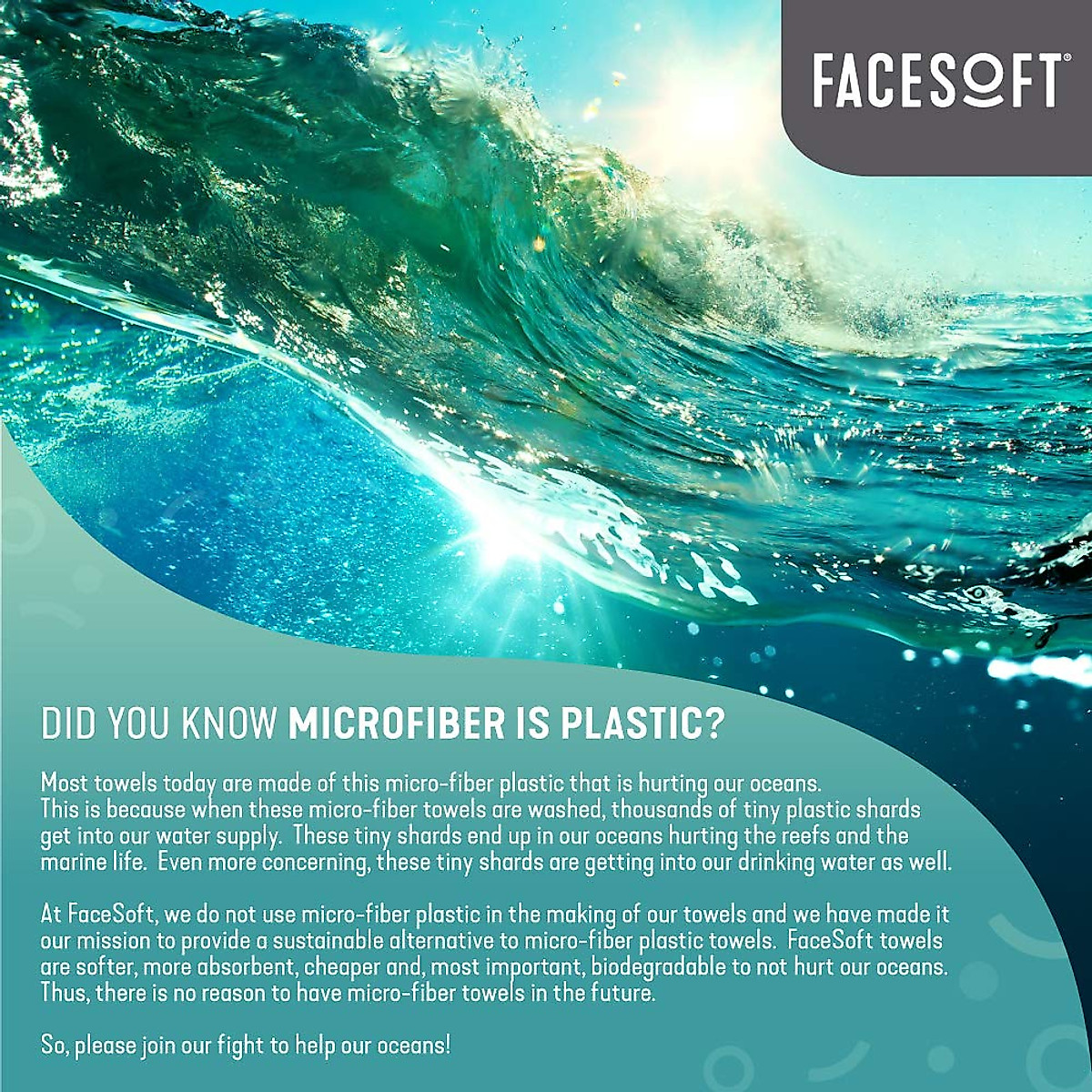 Facesoft Yoga Towel - Infused with Activated Charcoal to Detoxify and Sweat - Made with Eco-Friendly Aqua-Cotton Yarn - Biodegradable and Sustainable - All Ages