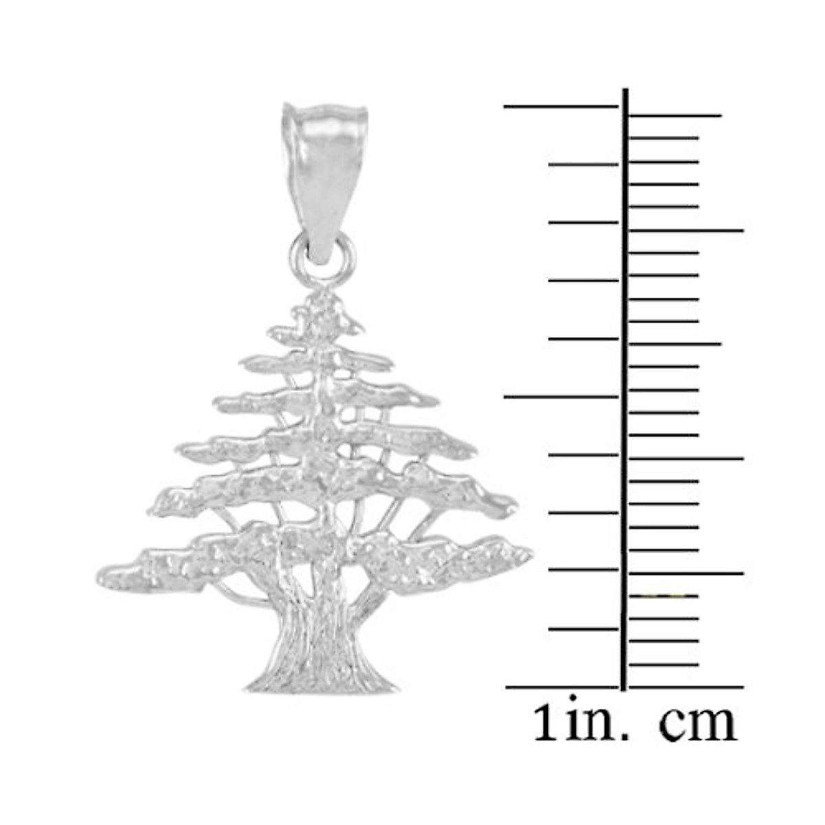Middle Eastern Jewelry High Polish 14k White Gold Cedar Tree Charm Pendant