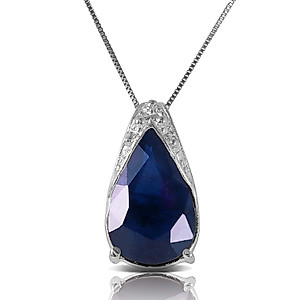 Galaxy Gold GG 14k14 Solid White Gold Necklace with 4.65 Carat Natural Sapphire Pendan