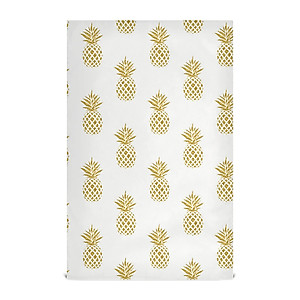ALAZA Gold Pineapple on White Kitchen Towels Dish Bar Tea Towel Dishcloths 1 Pack Super Absorbent Soft 18 x 28 inches