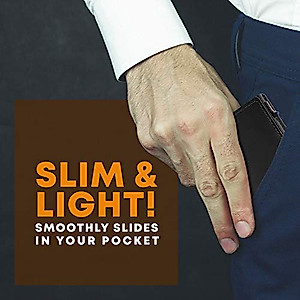 Conceal Plus Wallet for Men, Pop Up Wallet Credit Card Holder - RFID Blocking, Slim Minimalist Credit Card Case (Genuine Black Leather)