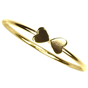 uGems 14K Gold Filled Double Heart Stacking Rings Size 7