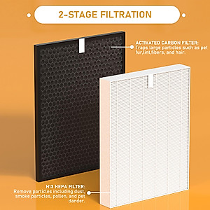 AP-1512HHS True HEPA Replacement Filter Compatible with Coway Airmega AP-1512HHS Air Cleaner Purifier, 2 Piece Set HEPA Filter and Carbon Filter