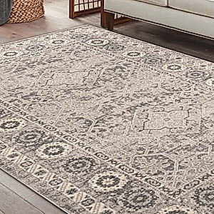 SUPERIOR Ornate Giovanna Runner Rug, 2' 7" x 8', Light Grey