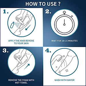 Hair Removal Spray Foam for Men Hair Removal Cream IVNIL - Effective & Painless Hair Removal Cream for Men's Underarm, Chest, Back, Legs - Depilatory Cream, Suitable For All Skin Types