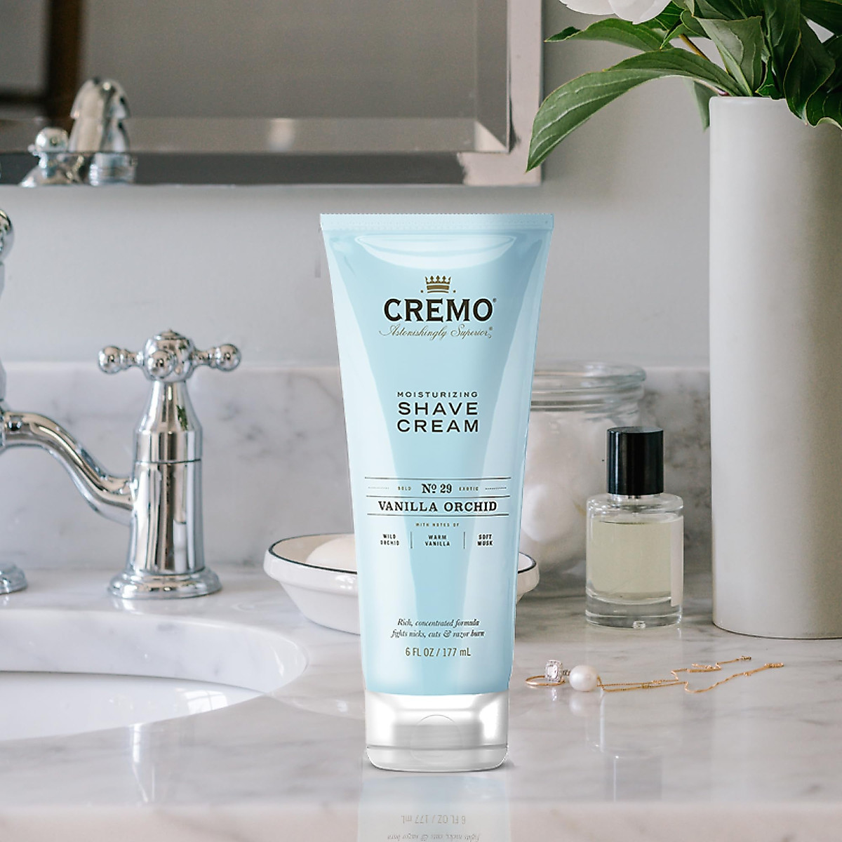Cremo Vanilla Orchid Moisturizing Shave Cream, Astonishingly Superior Ultra-Slick Shaving Cream for Women Fights Nicks, Cuts and Razor Burn, 6 Fl Oz