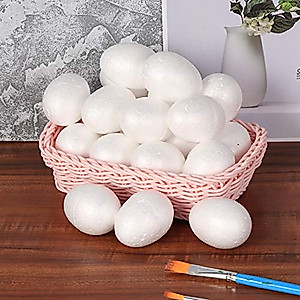 Amosfun 20pcs Eggs Egg Foam styrofoam Easter White Crafts Hide Squeak and for- Painting Egg DIY Easter Decor Solid Egg for- Kid Festival Craft (White, 6cm)