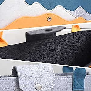 W WELCOYSINE Reusable Felt Bag Shopping Basket Storage Wood Log Carrier for Hospital, Shopping, Beach, Travel (DARK GREY-01 )