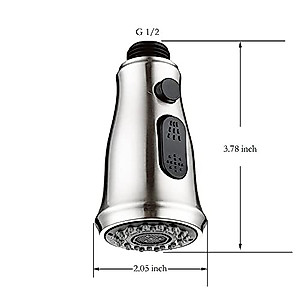 LikeHome Pull Out Spray Head for Pull Down Kitchen Faucet 3 Function Replacement Part for Pull Down Sink in Chrome Finish