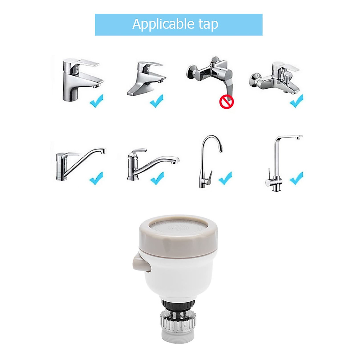 Tap Filter Faucet Water Saving Faucet, 360° Rotatable Adjustables Home Kitchen Flexible Sprayer