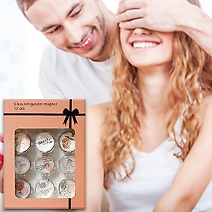 12Pcs Glass Refrigerator Magnets, Strong Magnetic Fridge Magnets, Line Drawing Crystal Fridge Magnets Decorative for Kitchen, School, Office Whiteboard, Cabinet and Dishwasher