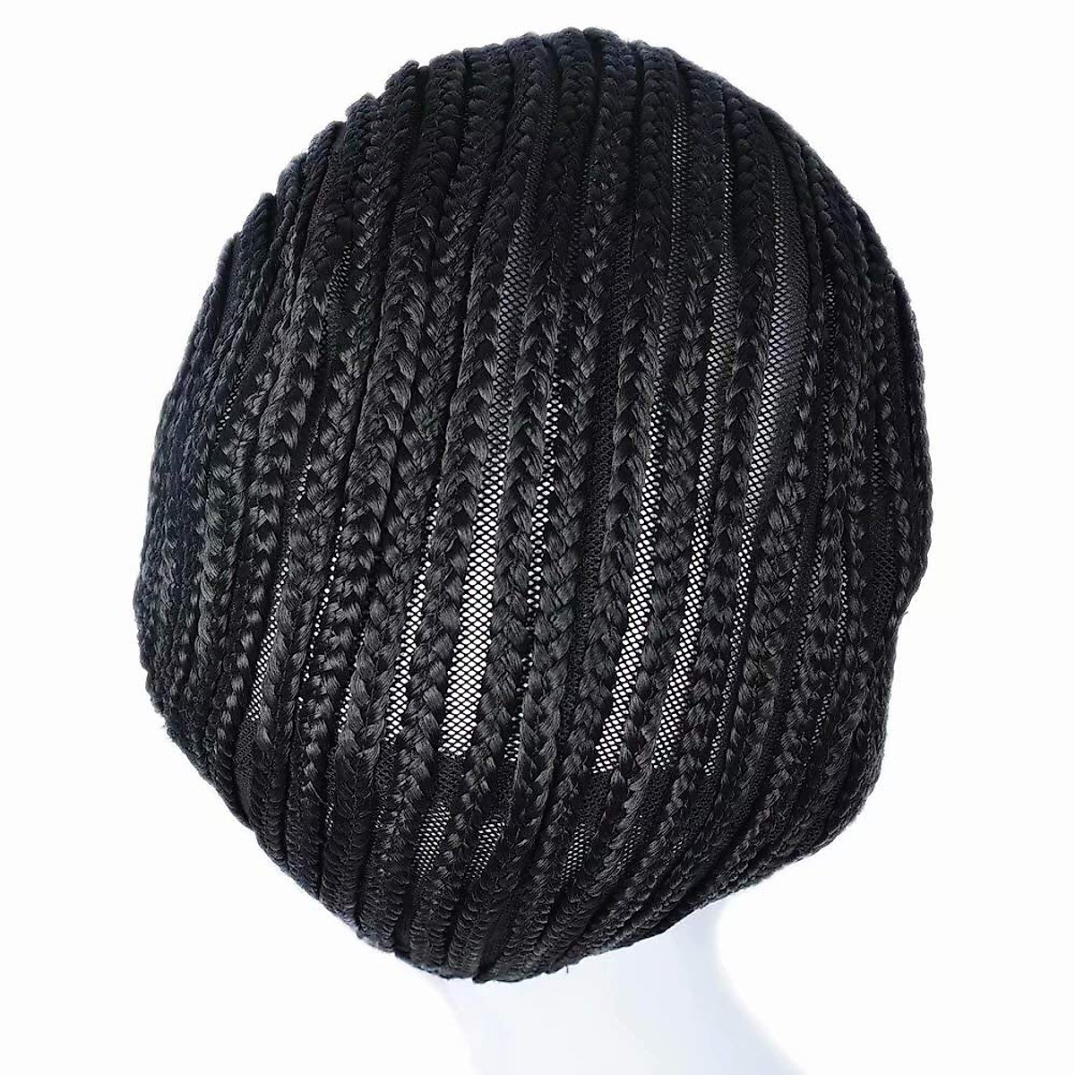 FEEL ME Braided Cap 1Pc Crochet Wig Cap in Cornrow Sew Hair for Making Synthetic Wig or Weave Easier Sew In Crochet Braided Wig Caps Medium Size Black Crochet Cornrow Cap for Crochet Braids