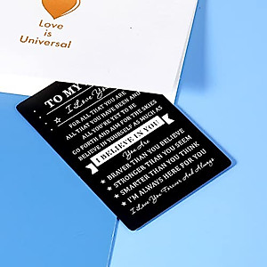 Inspirational Christmas Gifts to My Son from Mom I Love You Wallet Card Stocking Stuffers for Teen Boys Teenagers Engraved Valentine Birthday Graduation Back to School Coming-to-Age Gift for Him