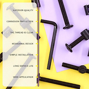 Swpeet 25Pcs Black M6 × 50mm Crib Hardware Screws, Hex Socket Head Cap Crib Baby Bed Bolt and Barrel Nuts with 1 x Allen Wrench Perfect for Furniture, Cots, Crib Screws (M6x50mm)