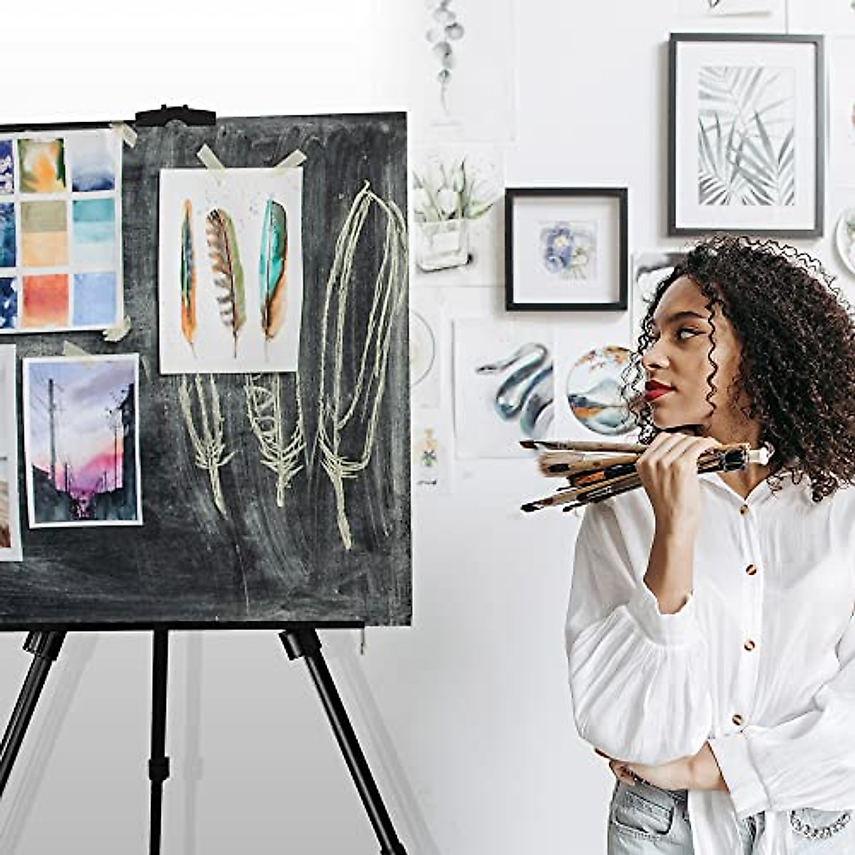RRFTOK Artist Easel Stand, Adjustable Easel for Painting Canvases Height from 17 to 66 Inch,Carry Bag for Table-Top/Floor Drawing and Didplaying