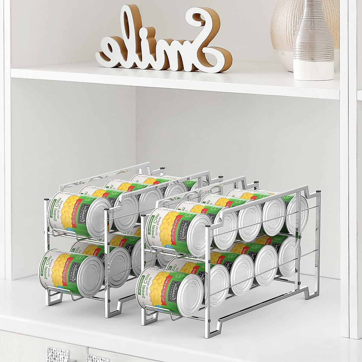 Soda Can Organizer for Refrigerator Stackable Beverage Can Dispenser Can Organizer for Pantry Can Holder Kitchen Cabinet Countertop 2 Pack
